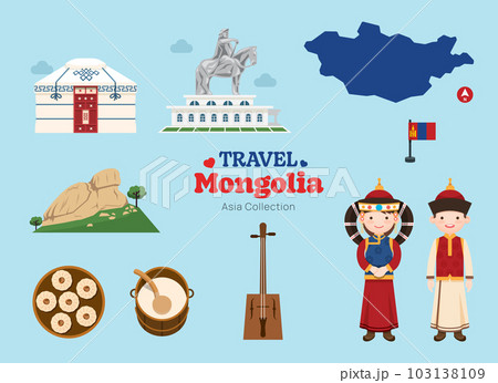 Travel Mongol flat icons set. Mongolia element...のイラスト素材 [103138109] - PIXTA