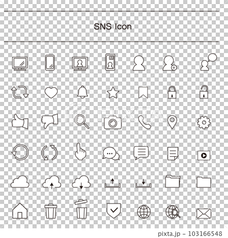SNS icon set (monochrome) - Stock Illustration [103166548] - PIXTA