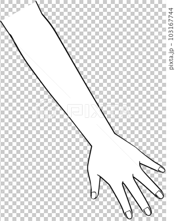 Black and white Illustration of one hand Left hand - Stock Illustration ...
