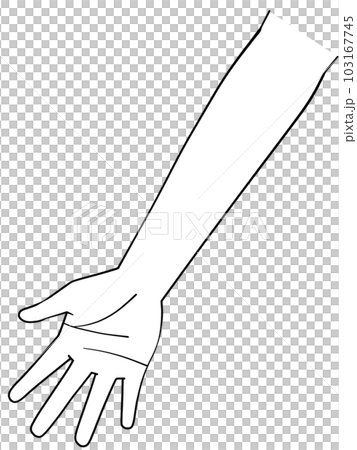 Black and white Illustration of one hand Right... - Stock Illustration ...
