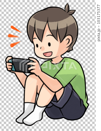 ゲームで遊ぶ男の子のイラスト素材 [103175377] - PIXTA