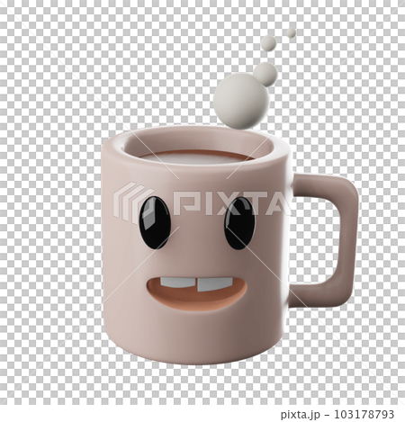 cute coffee mug 3d cartoon - Stock Illustration [103178793] - PIXTA