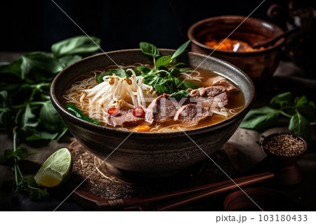 Delicious Steaming Bowl of Pho: Authentic...のイラスト素材 [103180433] - PIXTA