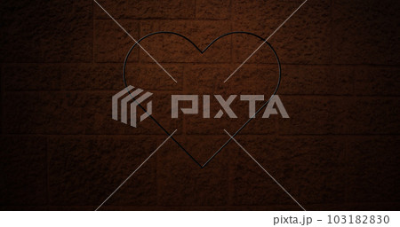 Composition of heart shape over brick wall with...のイラスト素材 [103182830 ...