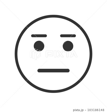 Face icon with neutral emotion. Unbiased,...のイラスト素材 [103186148] - PIXTA