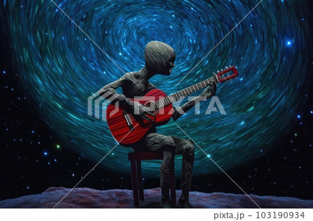 alien musician playing majestic guitar solo,...のイラスト素材 [103190934] - PIXTA