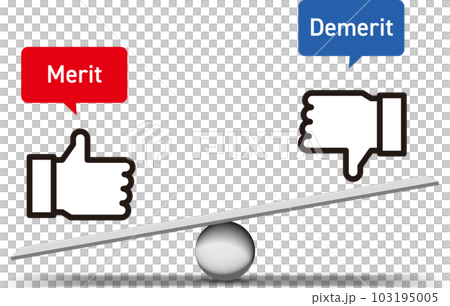 メリット寄りのメリットとデメリットの天秤のイラスト素材 [103195005] - PIXTA