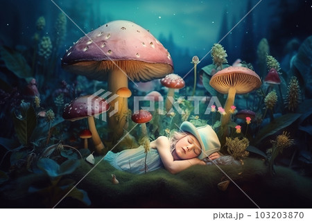 Sweet dreams of little girl, cute child...のイラスト素材 [103203870] - PIXTA