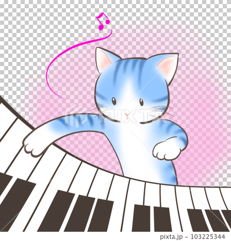 Illustration of a cute cat playing the piano - Stock Illustration ...