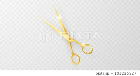 3D golden scissors design background vector...のイラスト素材 [103225527] - PIXTA