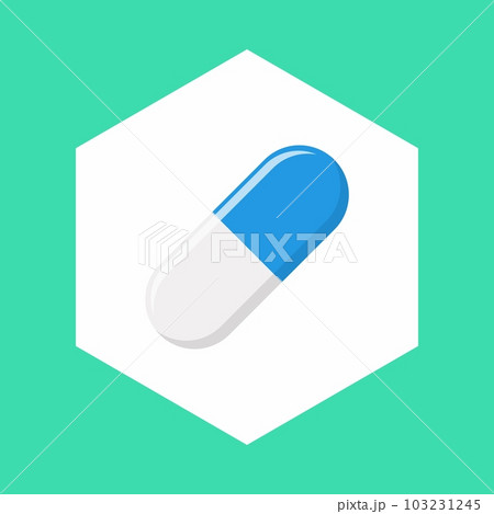 Blue Pill Capsule, Medicine, vector mark...のイラスト素材 [103231245] - PIXTA