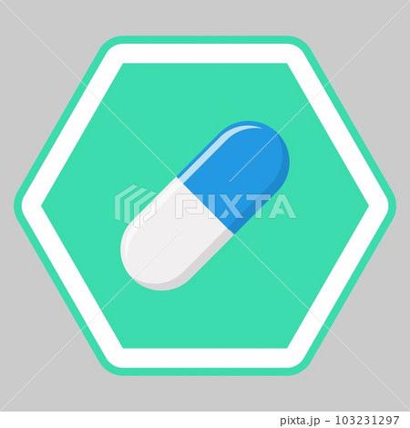 Blue Pill Capsule, Medicine, vector mark...のイラスト素材 [103231297] - PIXTA