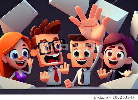 Business team cartoons. Happy working people...のイラスト素材 [103263847] - PIXTA