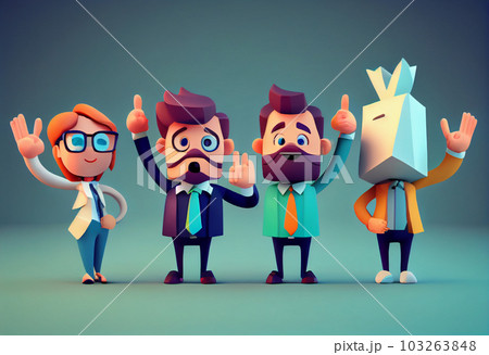 Business team cartoons. Happy working people...のイラスト素材 [103263848] - PIXTA