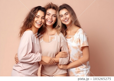 Three lovely female models dressed in pastel...のイラスト素材 [103265275] - PIXTA