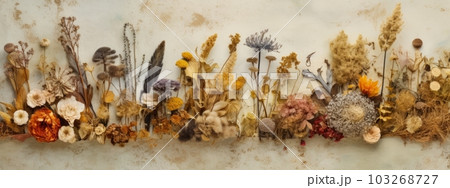 A banner featuring a collection of dried...のイラスト素材 [103268727] - PIXTA