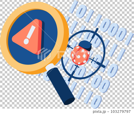 Isometric Magnifier Scanning Bug on Binary Code - Stock Illustration ...