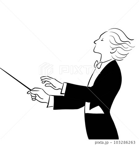 指揮者が指揮をしているモノクロのイラストのイラスト素材 [103286263] - PIXTA