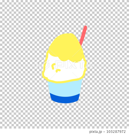 shaved ice with yellow syrup - Stock Illustration [103287972] - PIXTA