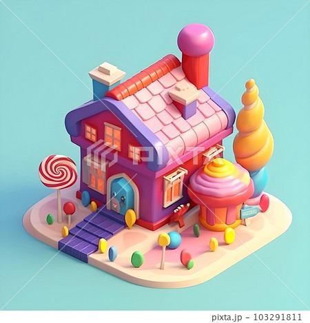 Sweet Candy House in 3D isometric style, sweet...のイラスト素材 [103291811 ...