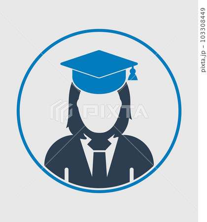 Female graduate student profile icon with gown...のイラスト素材 [103308449 ...