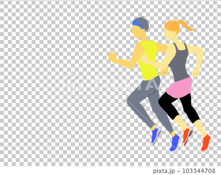Men and women running space - Stock Illustration [103344708] - PIXTA