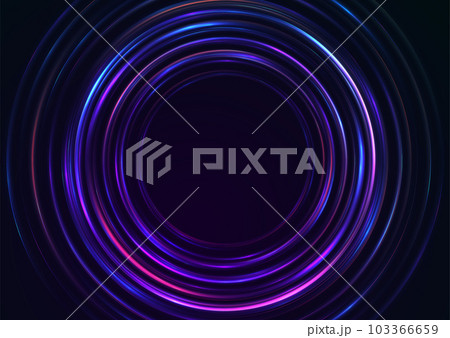 Blue violet neon laser rings abstract backgroundのイラスト素材 [103366659] - PIXTA