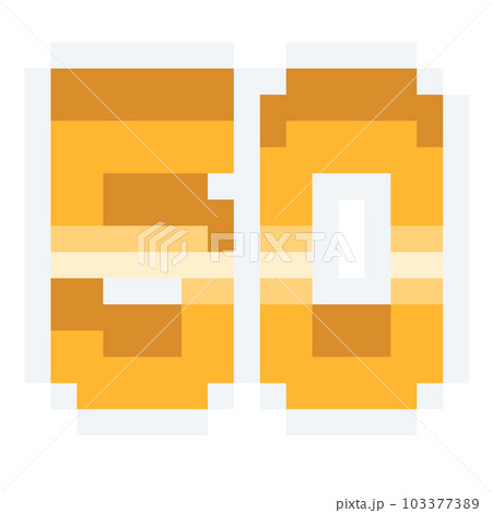 Pixel art number 50 gold icon.のイラスト素材 [103377389] - PIXTA