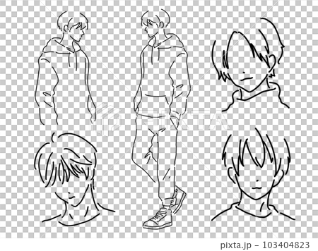 Cool men's simple line drawing set / hand-drawn... - Stock Illustration ...