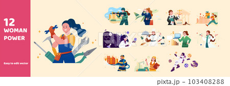 Woman power element setのイラスト素材 [103408288] - PIXTA