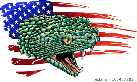snake mascot with american flag on white...のイラスト素材 [103457285] - PIXTA