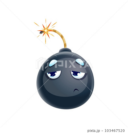 Cartoon sad bomb character with wick or fuse....のイラスト素材 [103467520] - PIXTA