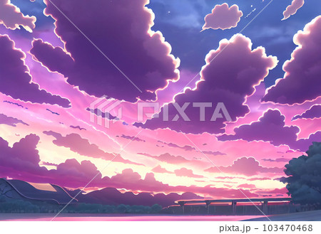 anime pink sky. Generative AIのイラスト素材 [103470468] - PIXTA