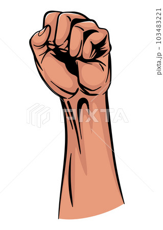 Rised fist hand gesture emblem. Vector hand...のイラスト素材 [103483221] - PIXTA