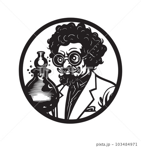 White Hair Mad Scientist Clipart
