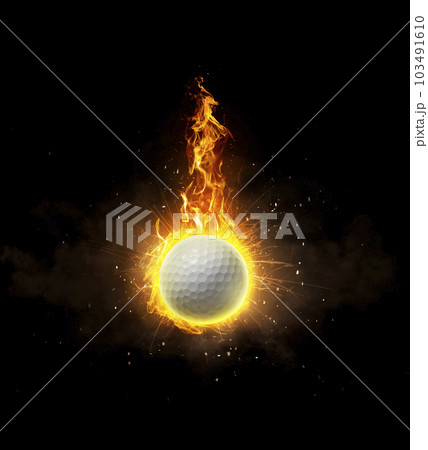 Golf, on fire on black background | materials | digitalstage