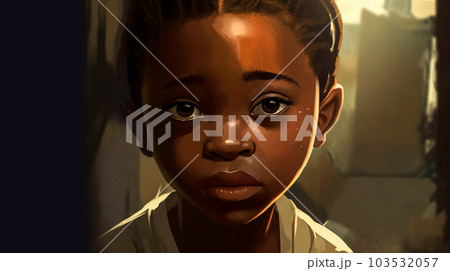 portrait of sad orphan child, abandoned in the...のイラスト素材 [103532057 ...