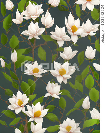 Magnolia flowers drawing beautiful bokeh...のイラスト素材 [103542524] - PIXTA