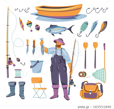 Fisherman tools. Fishing worker equipment,...のイラスト素材 [103551840] - PIXTA