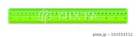 Realistic green plastic ruler with measurement...のイラスト素材 [103553512 ...