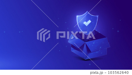 Delivery package with a shield. Transportation,...のイラスト素材 [103562640 ...