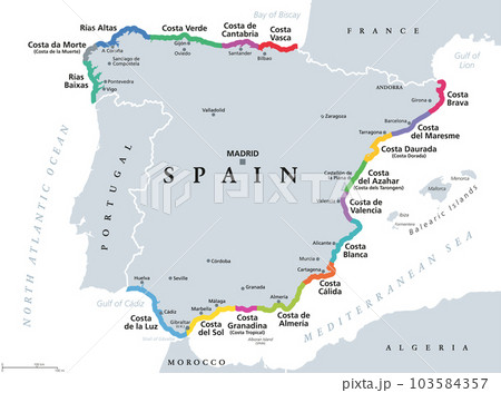 Spain, beaches and coastlines of the Spanish...のイラスト素材 [103584357] - PIXTA