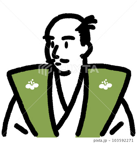 歴史の人物 織田信長のシンプル線画な上半身のイラストカラー似顔絵のイラスト素材 [103592271] - PIXTA