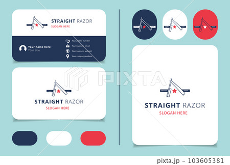 Straight razor logo design with editable...のイラスト素材 [103605381] - PIXTA