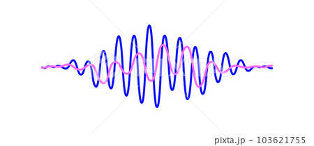Blue and pink overlapping sound waves. Two...のイラスト素材 [103621755] - PIXTA