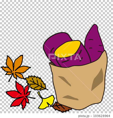 Yakiimo and fallen leaves - Stock Illustration [103628964] - PIXTA