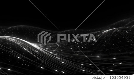 White wireframe abstract flowing particles...のイラスト素材 [103654955] - PIXTA