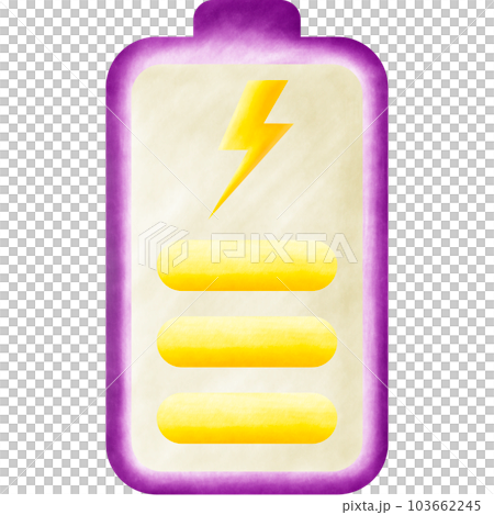 Purple Yellow Battery and Thunderbolt Shape - Stock Illustration ...