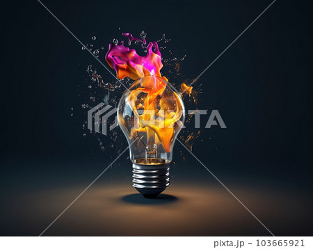 Creative light bulbs explode with colorful...のイラスト素材 [103665921] - PIXTA