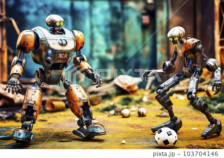 Damaged dented and rusted robots with small...のイラスト素材 [103704146] - PIXTA
